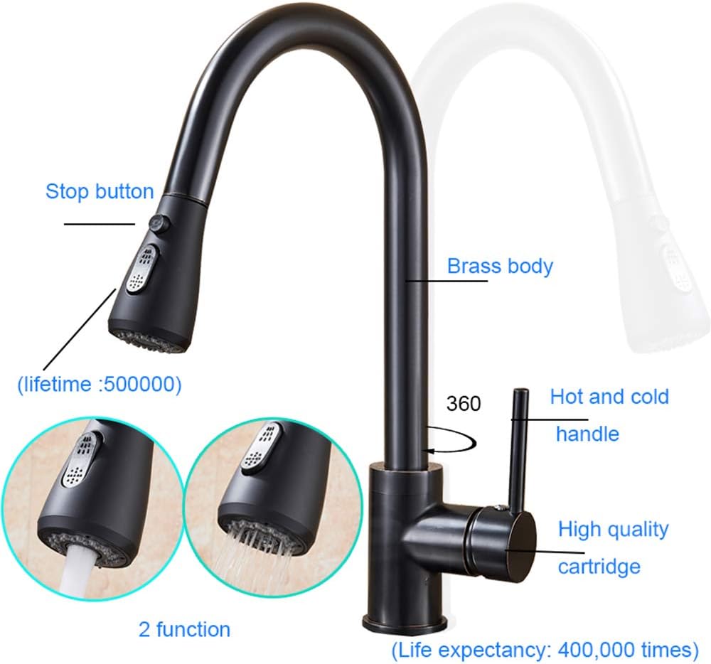Single-Handle Kitchen Mixer Sink Tap with Pull Out Spray Polished ...