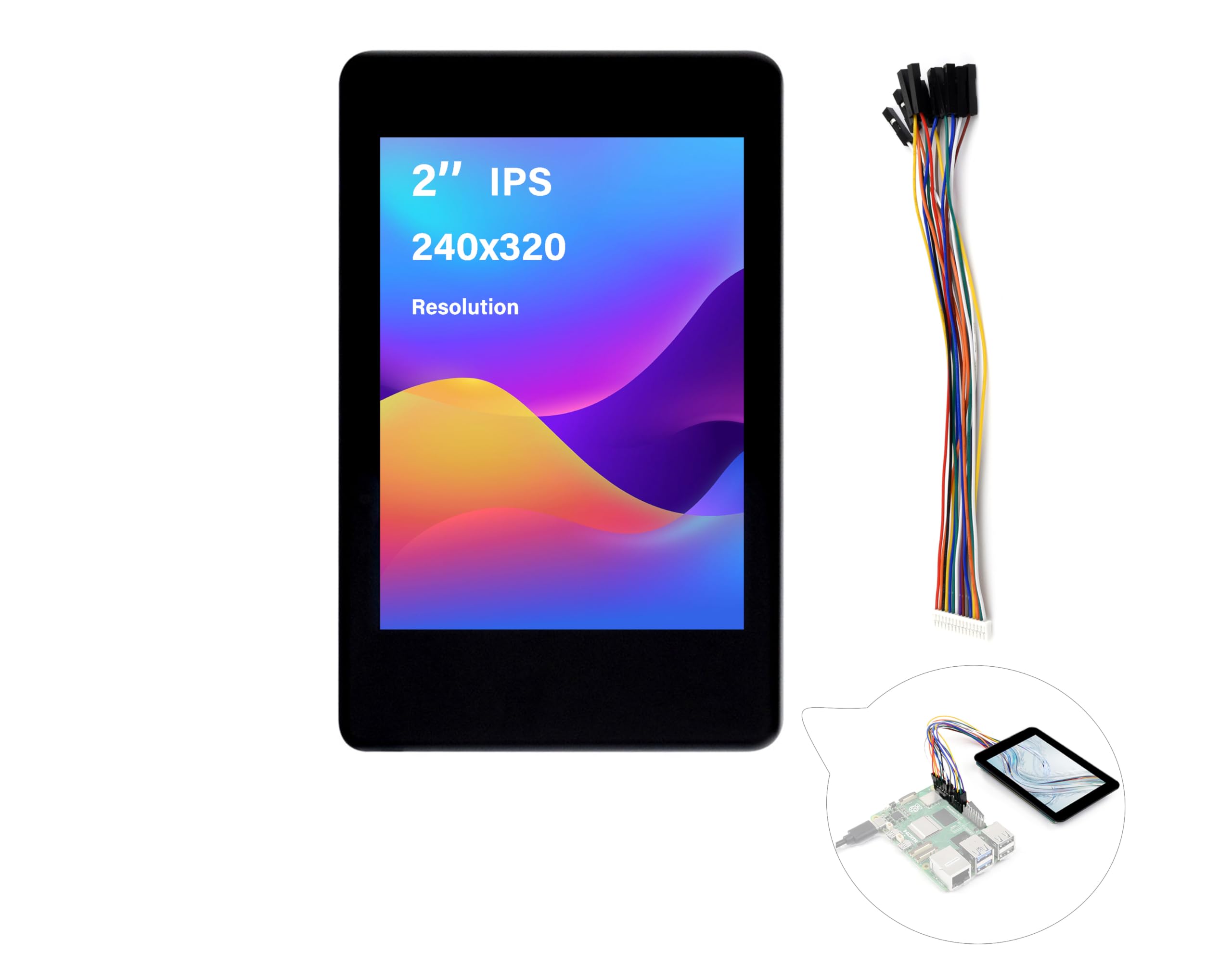 2inch IPS Touch Screen Compatible with Raspberry Pi 5/4B/3B+/3B/Pi Zero ...