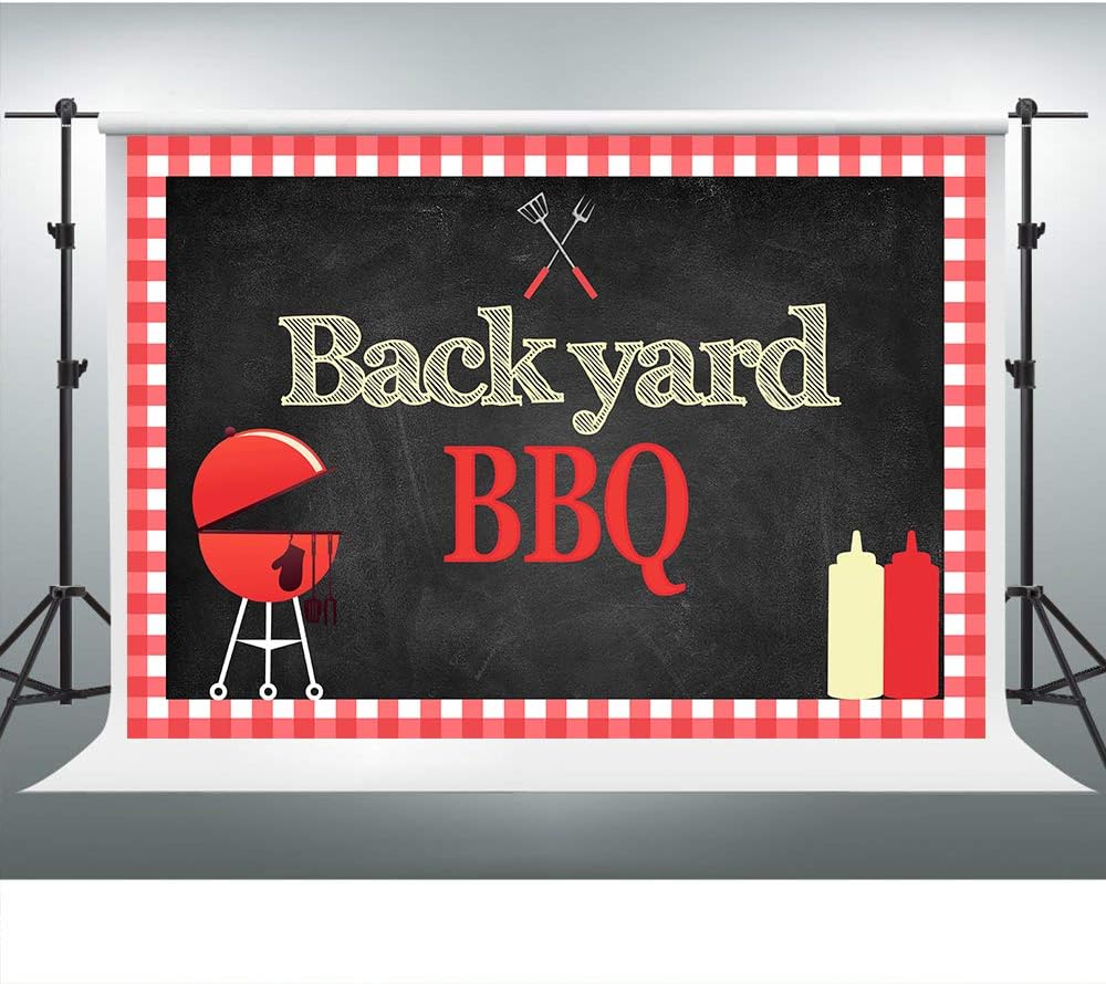 Amazon.com : Backyard BBQ Backdrop Rustic Red and White Checkered ...