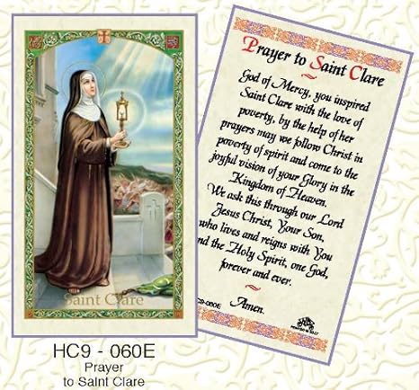 Amazon.com : Prayer to Saint Clare.Laminated 2-Sided Holy Card (3 Cards ...