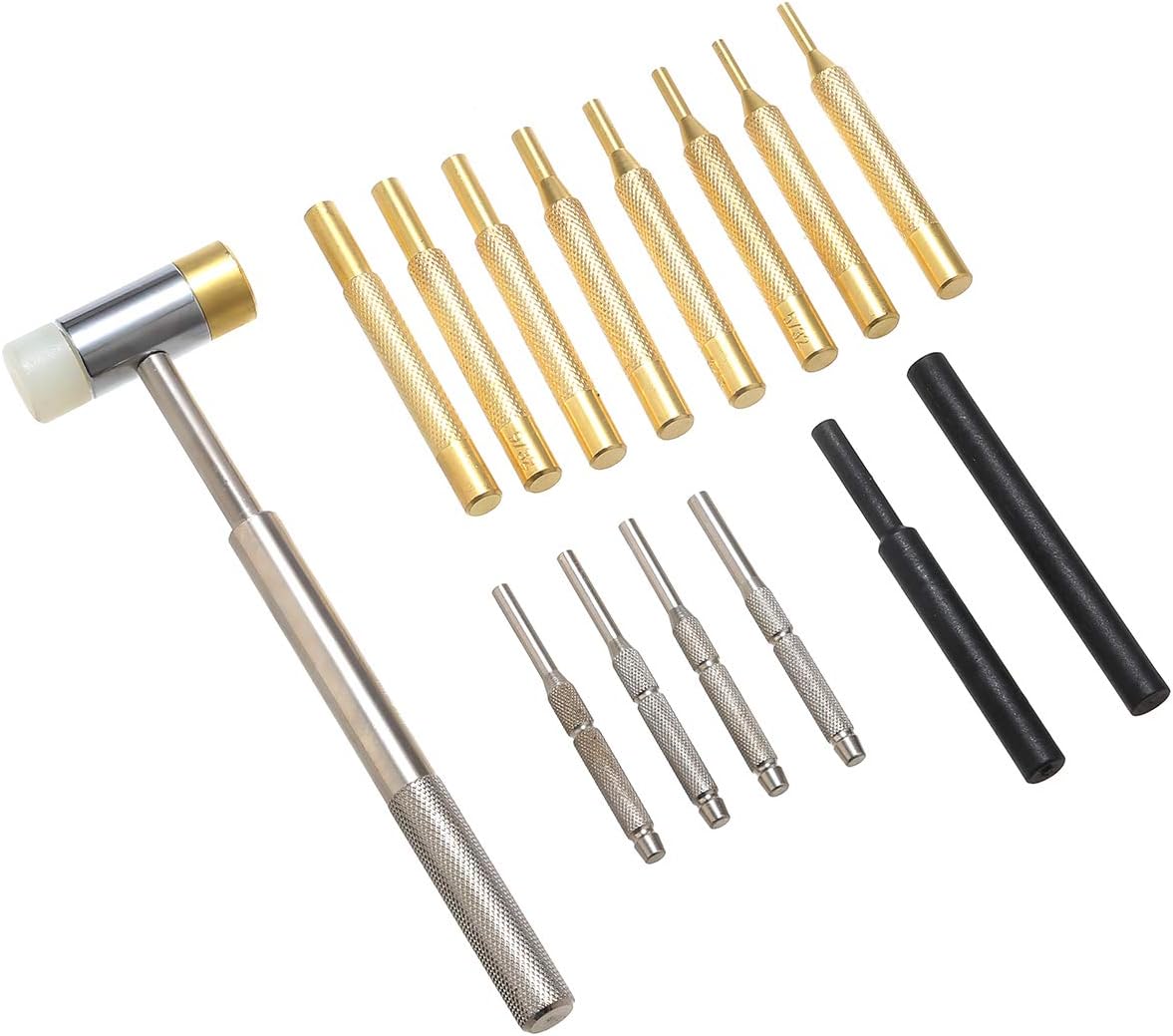 TOPWAY Copper Pin Punch Set – 19Pcs Punch Fixed Pin Double Head Hammer ...