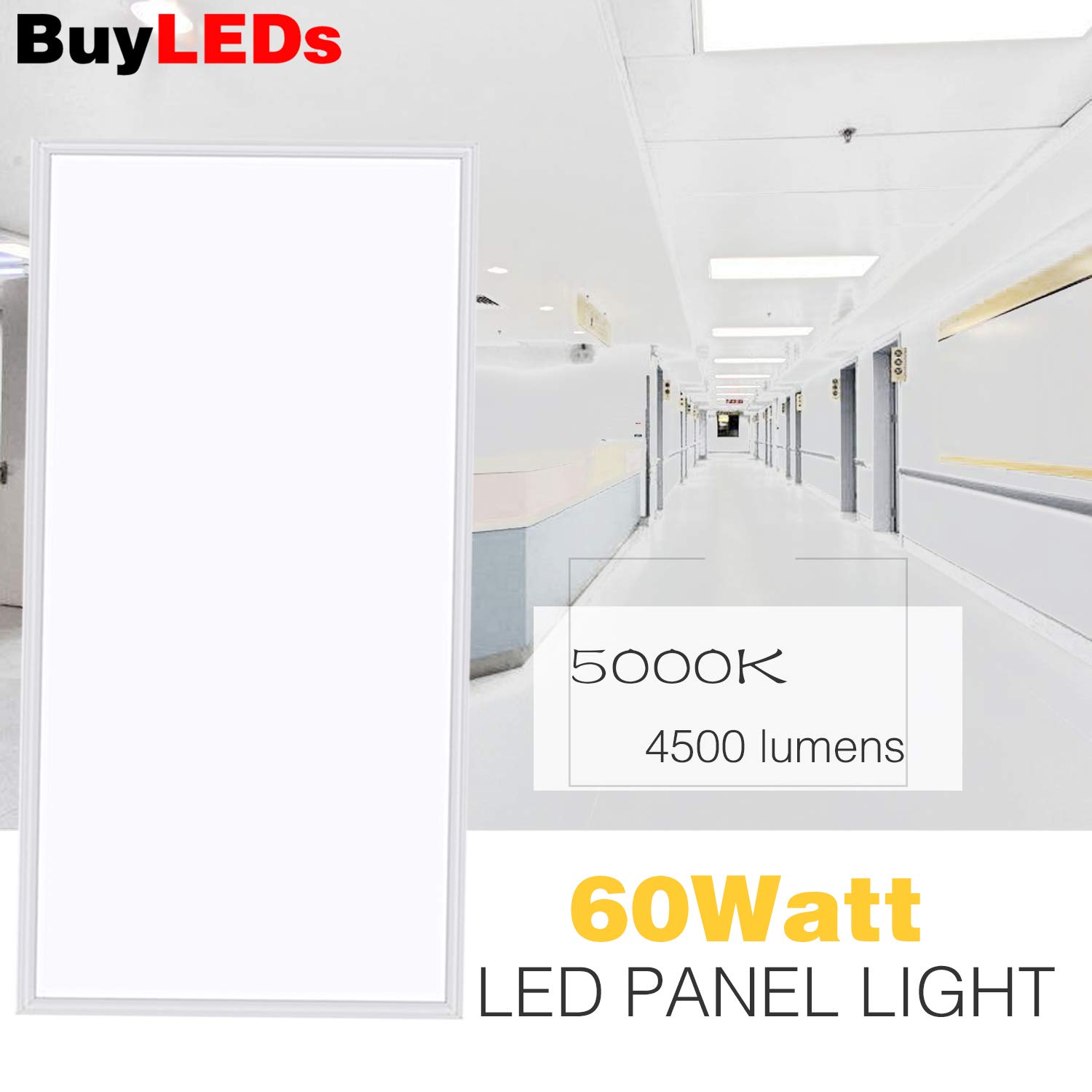 Buyleds ETL Listed 2x4 FT 60W Flat LED Panel Light 5000K, Drop Ceiling ...