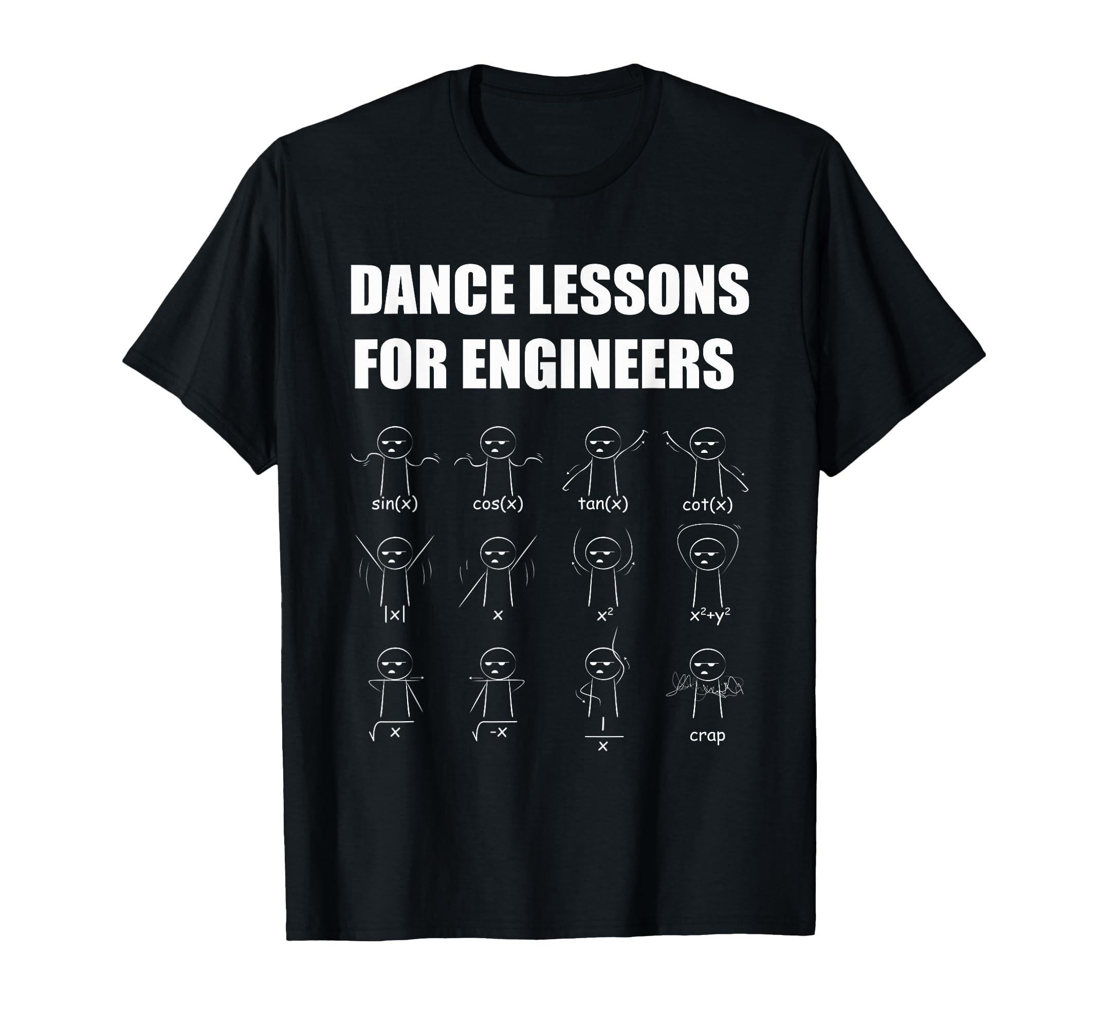 Minimalist Funny Dance Lessons for Engineers Math Dancing T-Shirt - L ...