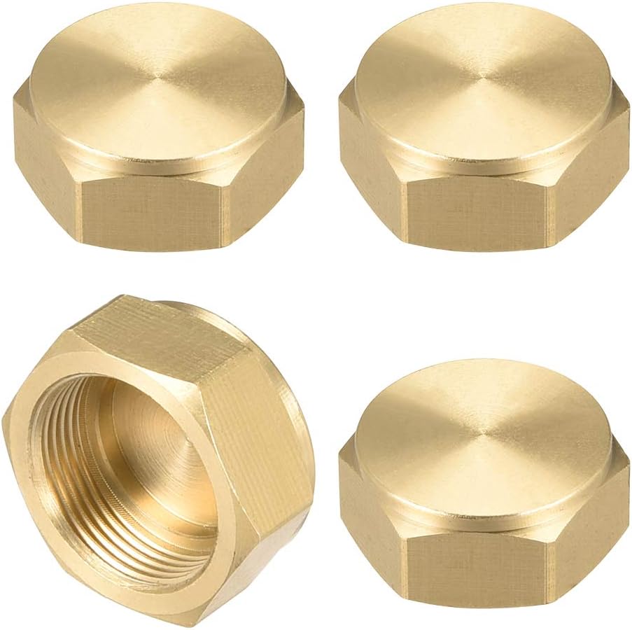 Amazon.com: uxcell M18x1.0 Pipe Fitting Cap, Brass Hex Female Thread ...