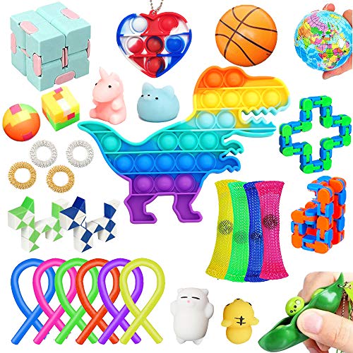 30 Pack Fidget Toy Set Relieves Stress Anxiety Sensory Fidget Toys for Kids & Adults, Fidget ...