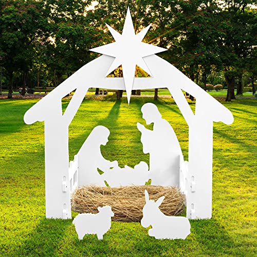 Jazipo Large Nativity Scene Outdoor, Weather-Resistant Nativity Set ...
