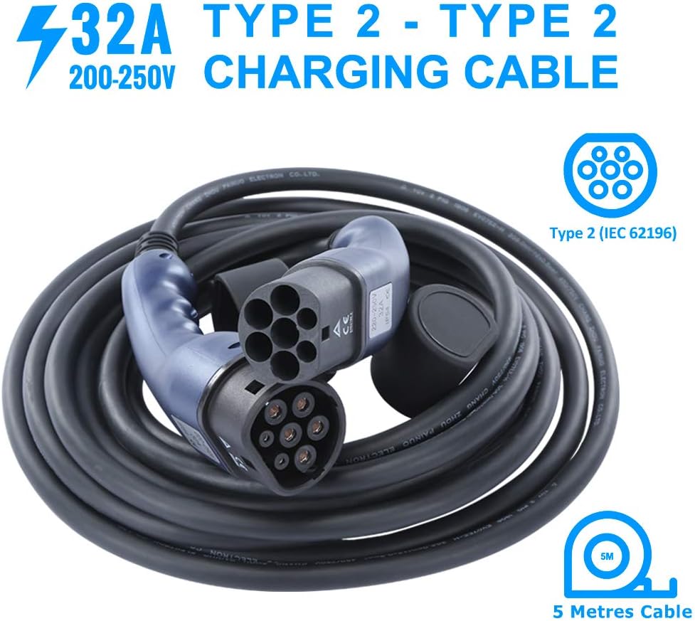 EVFUEL Type 2 Portable EV charger cable charging box 3 pin UK ev ...