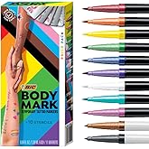 Amazon.com: BodyMark Gift Set Temporary Tattoo Markers for Skin, Flexible Fine and Brush Tips, 5 ...