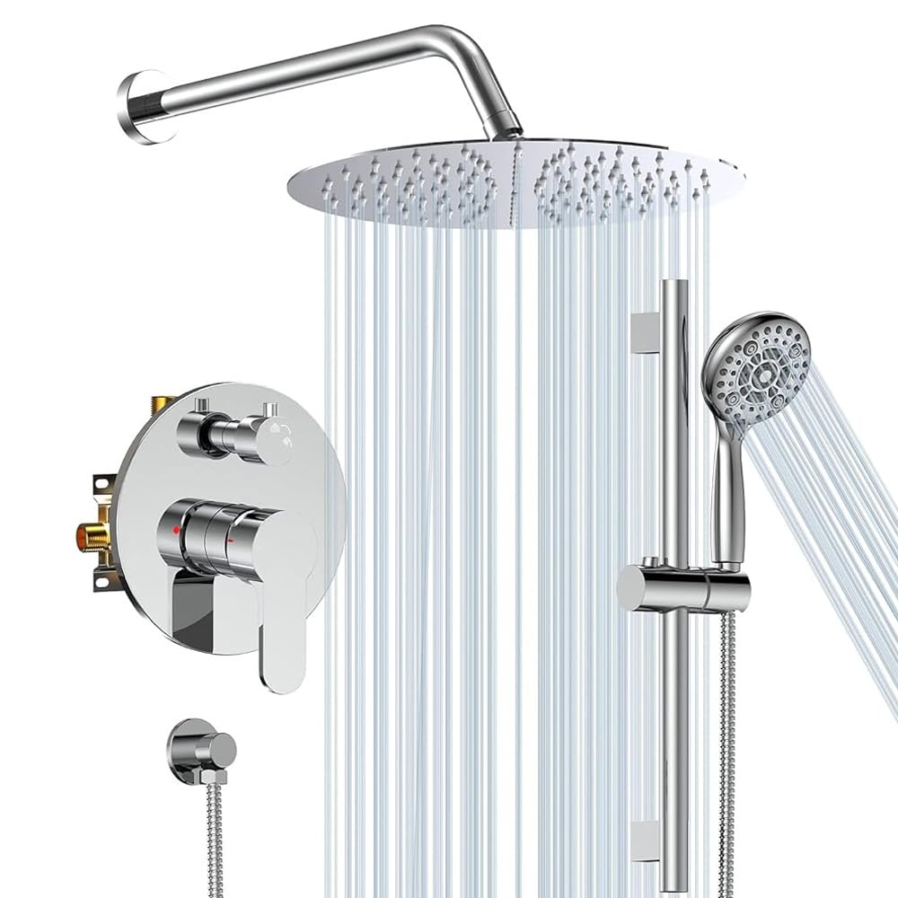 SR SUN RISE 12 Inch Shower System, Slide Bar Shower Faucets Sets ...