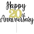 Amazon.com: Happy 20th Anniversary Cake Toppers Glitter, Cheers To 20 ...