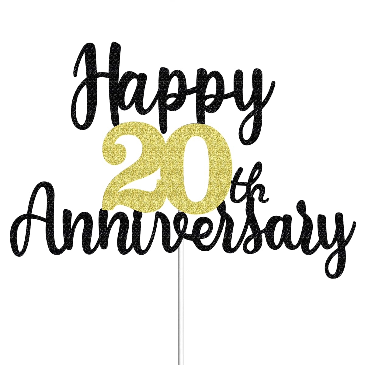 Happy 20th Anniversary Cake Toppers Glitter, Cheers To 20 Years Old ...