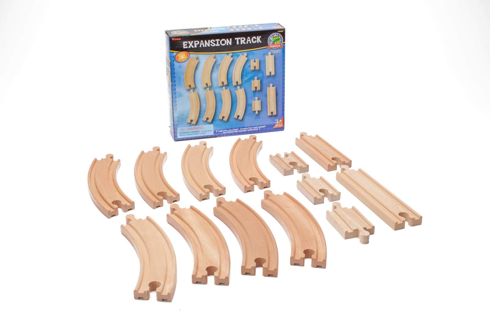 Mua inc. Expansion Wooden Train Track Set, 13 Piece Hardwood Curved ...
