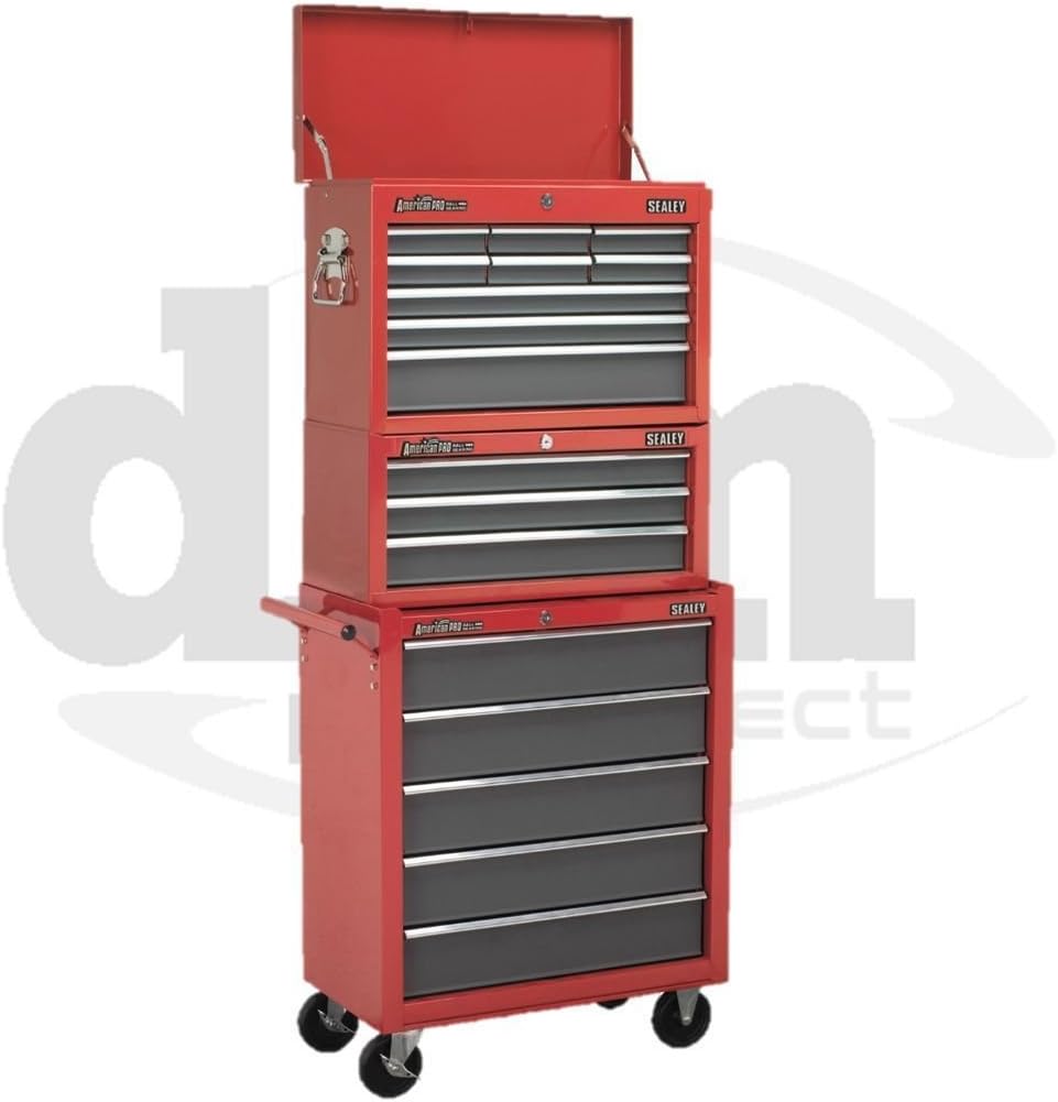 Red Sealey 17 Drawer Top Chest Box Roller Roll Cabinet Tool Storage ...