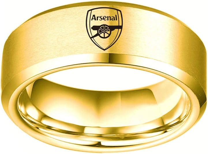 Wibbosad 8mm Men's Stainless Steel Premier League Arsenal Logo Fan Ring ...