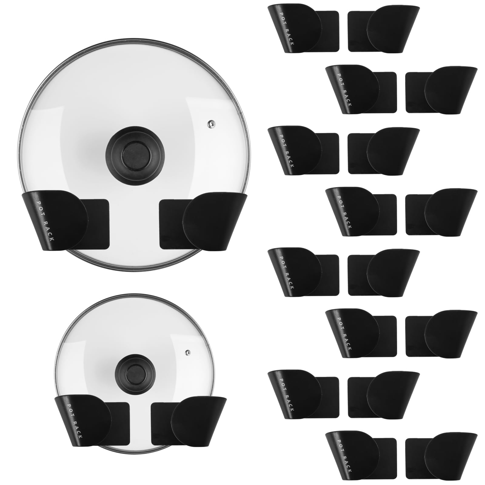 Universal Adjustable Pot Lid Organizer 10 Pairs of Wall Mount Pan Lids ...