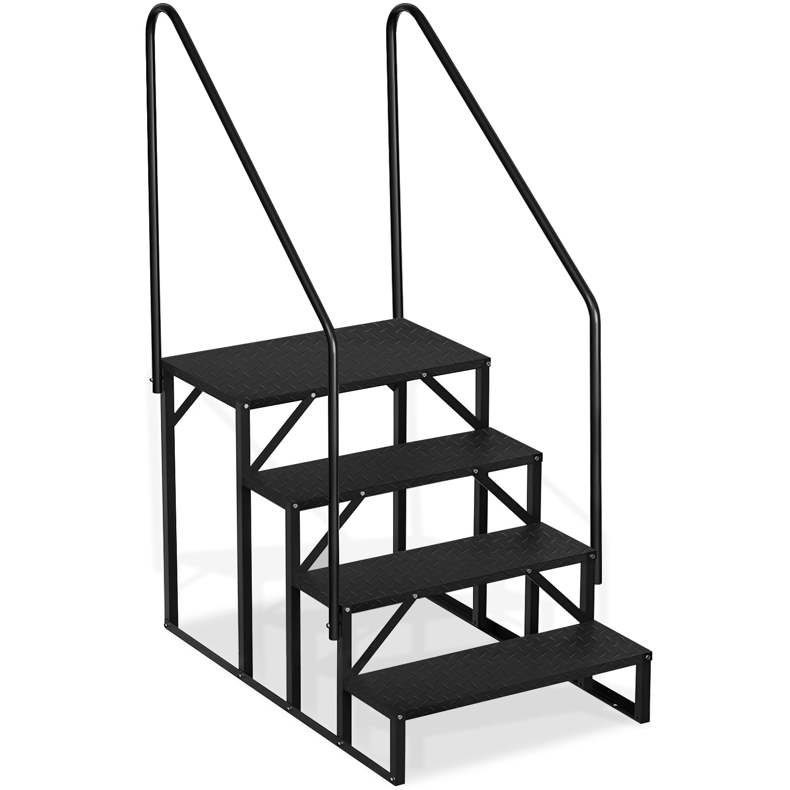 RV Steps with 2 Handrail, 4 Steps Ladder Hot Tub Steps, Anti-Slip RV ...