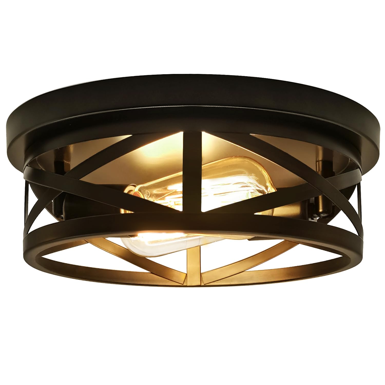 Stofoudy 2-Light Flush Mount Ceiling Light Fixture, Industrial Vintage ...