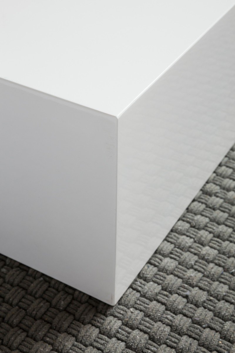 Soggiorno Tavolino MONOBLOCCO 60x60x30cm lucido MDF laccato bianco ...