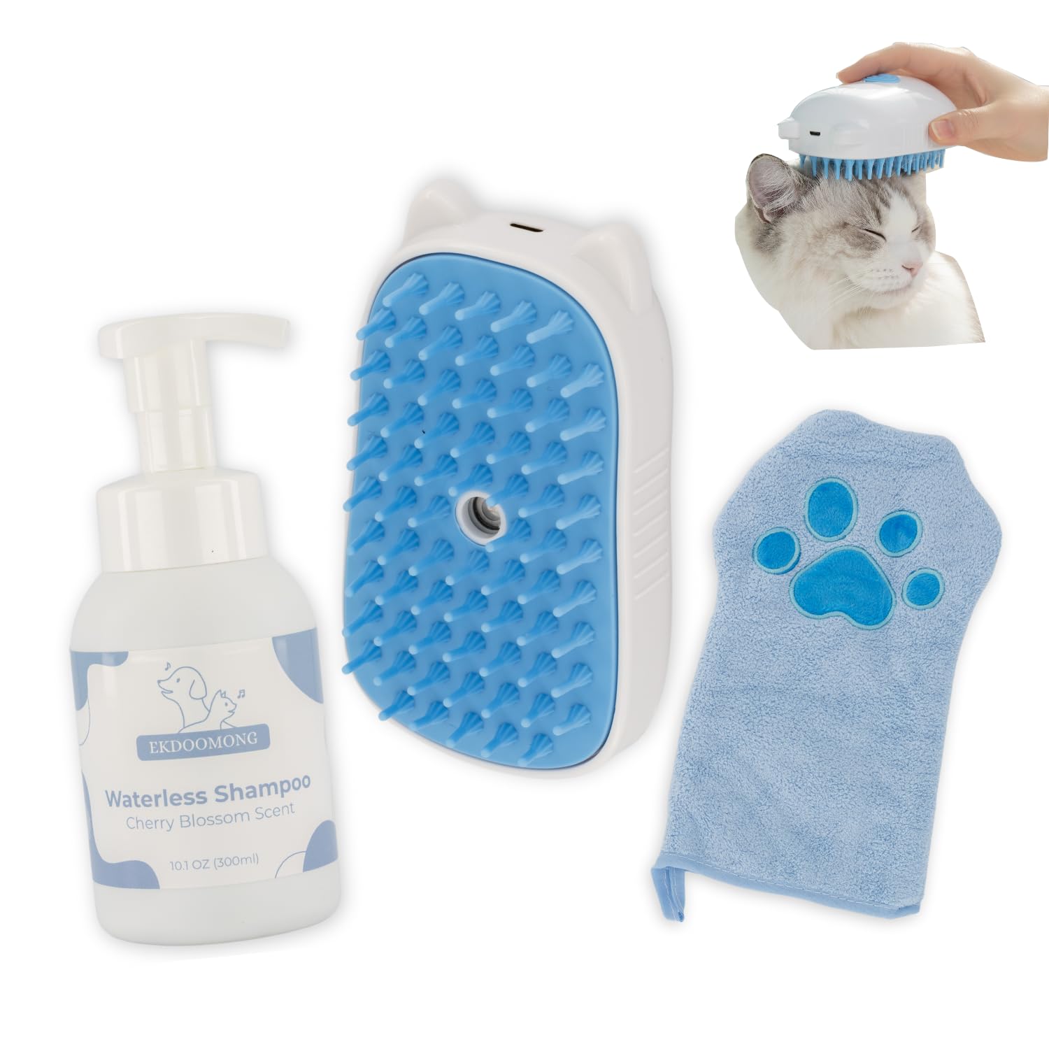 EKDOOMONG - Cat & Dog Steam Grooming Brush – 4-in-1 Waterless Pet ...