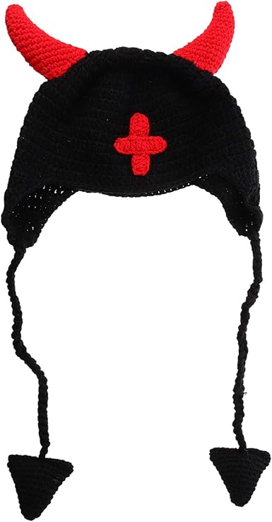Amazon.com: VALICLUD Devil Horns Knitted Hat Viking Horns Beanie Caps ...