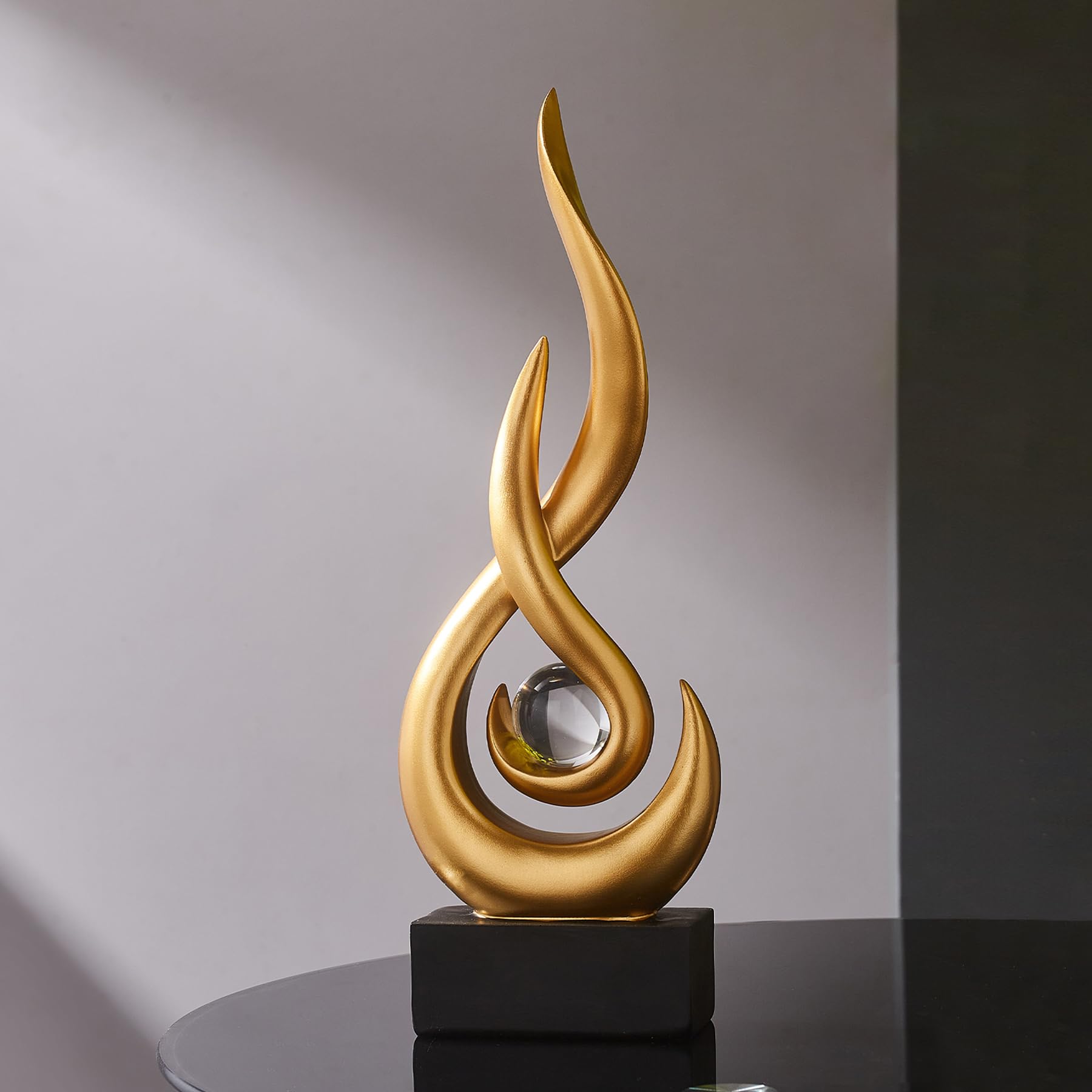 FJS Gold Decor Modern Flame Statue Home Decorations for Living Room, 13 ...