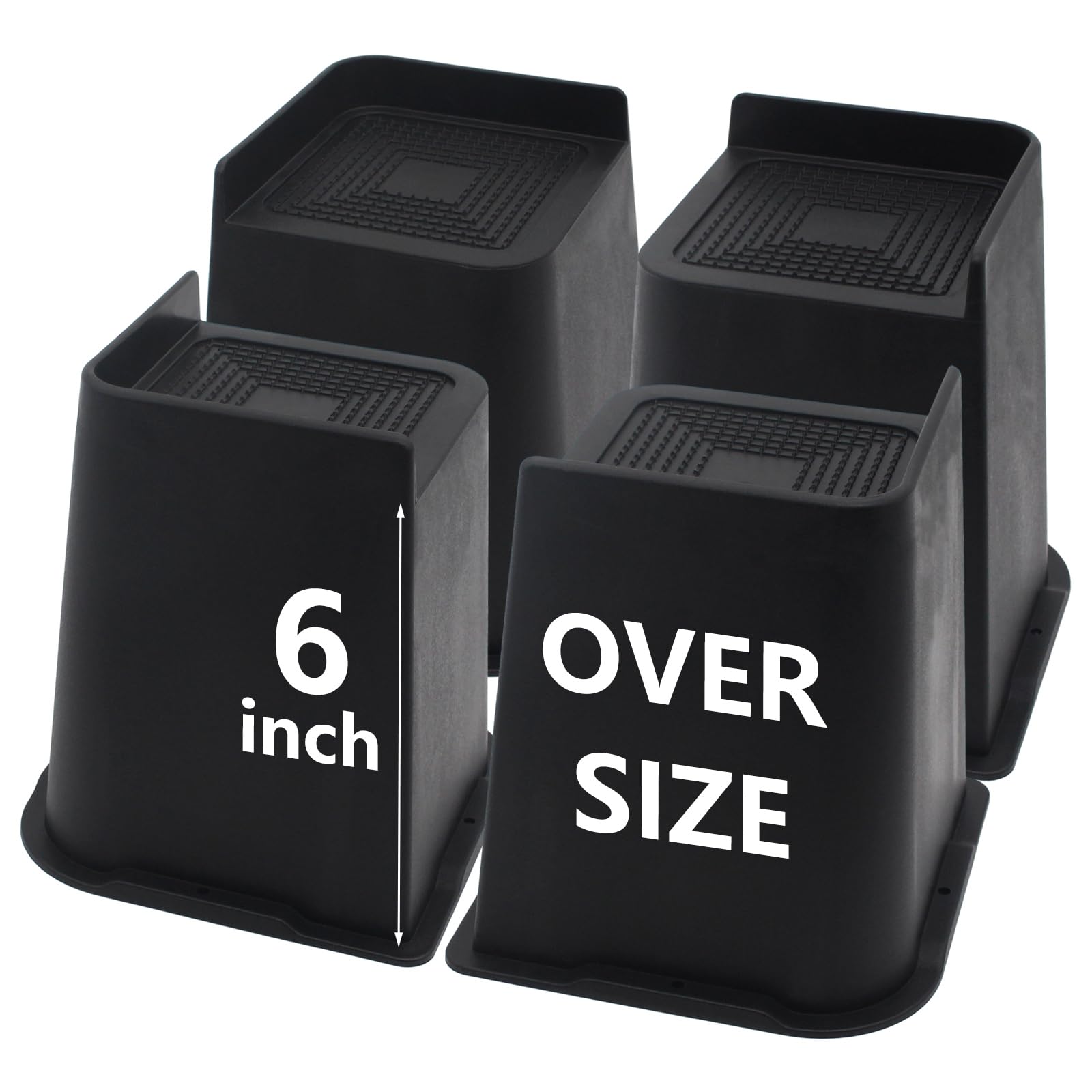 HANIHUA 4 Pack Oversized Bed Risers 6 inch Heavy Duty, Furniture Risers ...