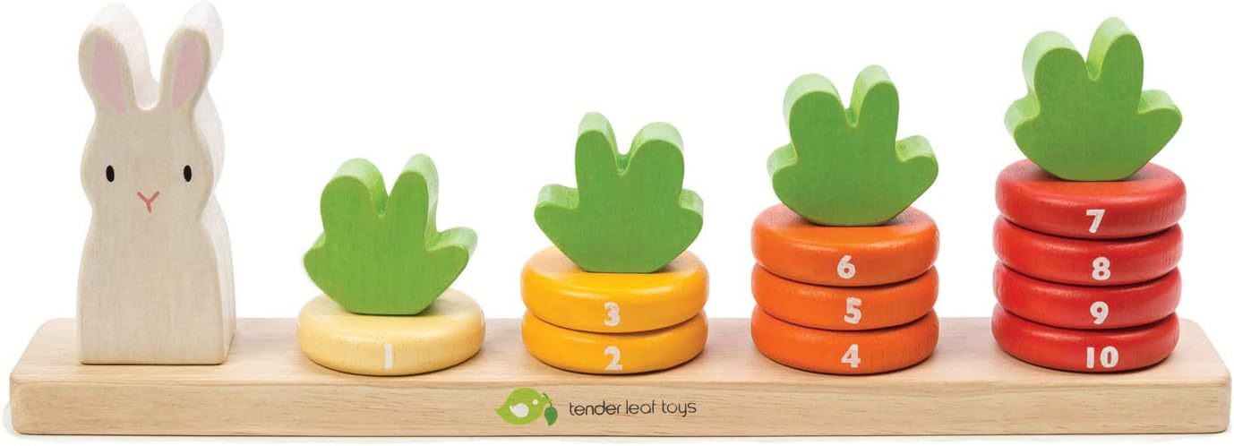 Tender Leaf Toys Counting Carrots – Wooden Numbers and Colours Stacking ...