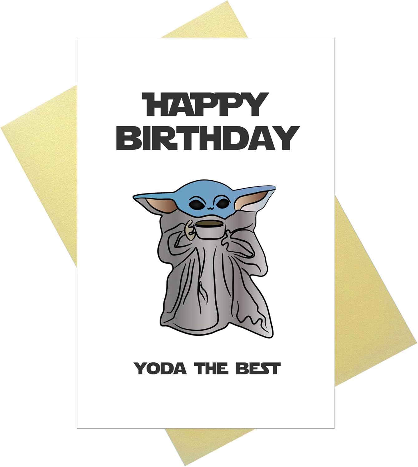Amazon.com : Yoda Birthday Card, Funny Star Wars Bday Card, Cute Card ...