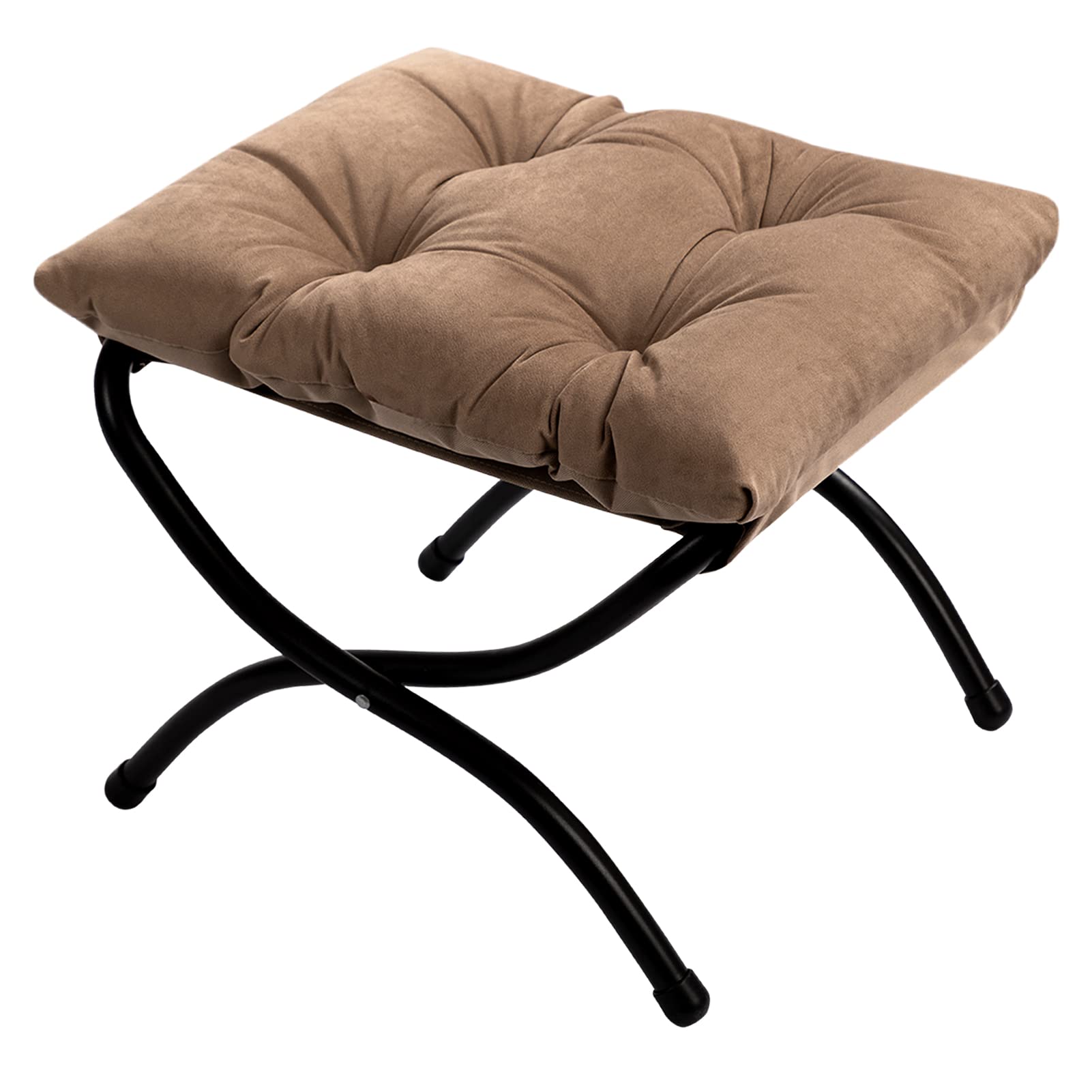 HollyHOME 15"(H) Folding Footrest Stool, Upholstered Small Foldable ...