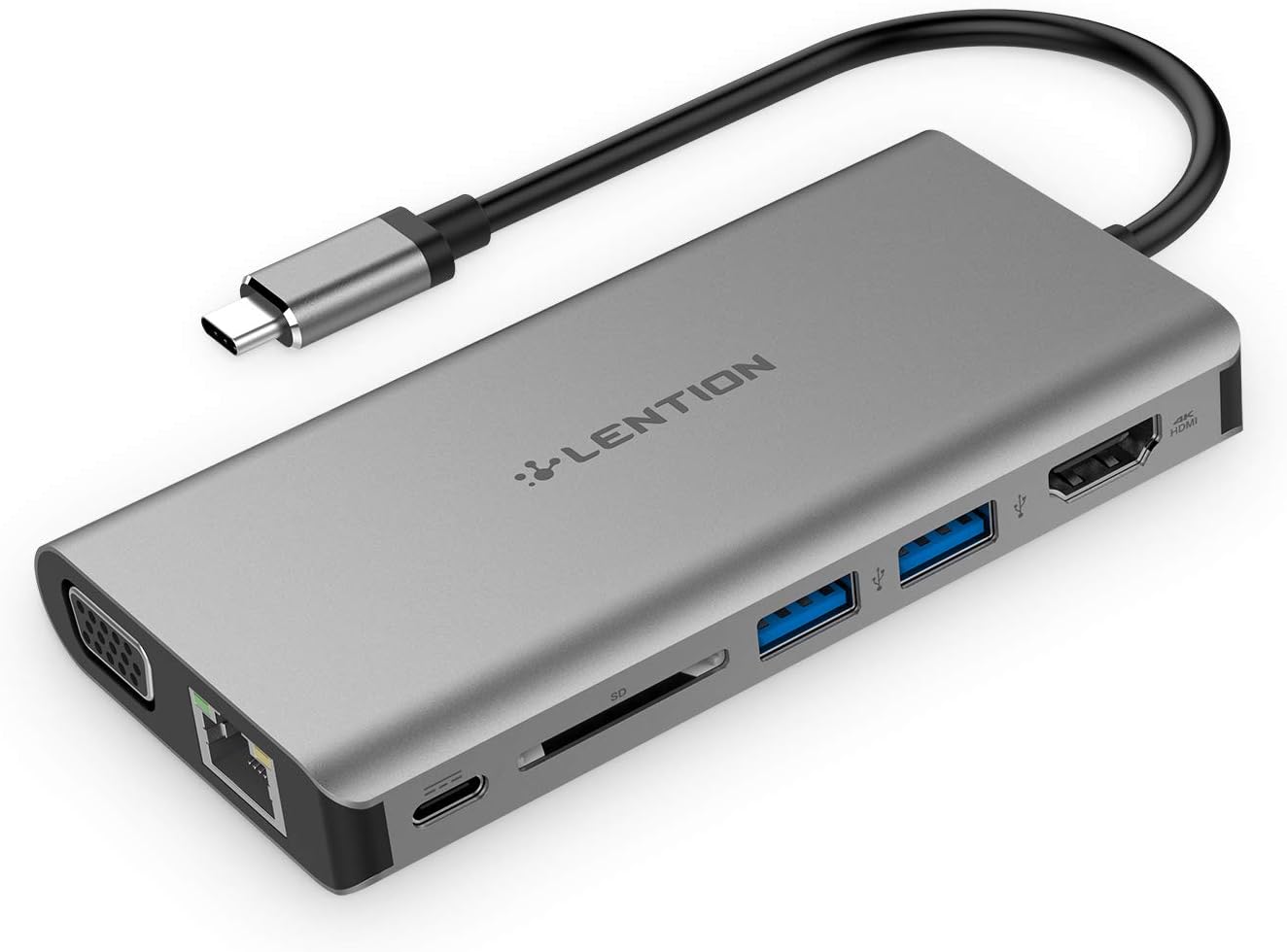 LENTION Hub USB-C Multipuerto con 4K HDMI, VGA, USB 3.0, Lector de ...