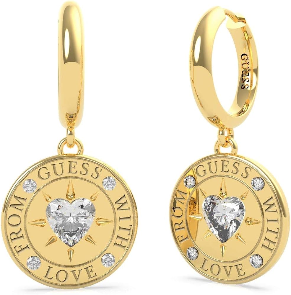GUESS GUESS orecchini con Amore in acciaio inox UBE70027. Swarovski ...