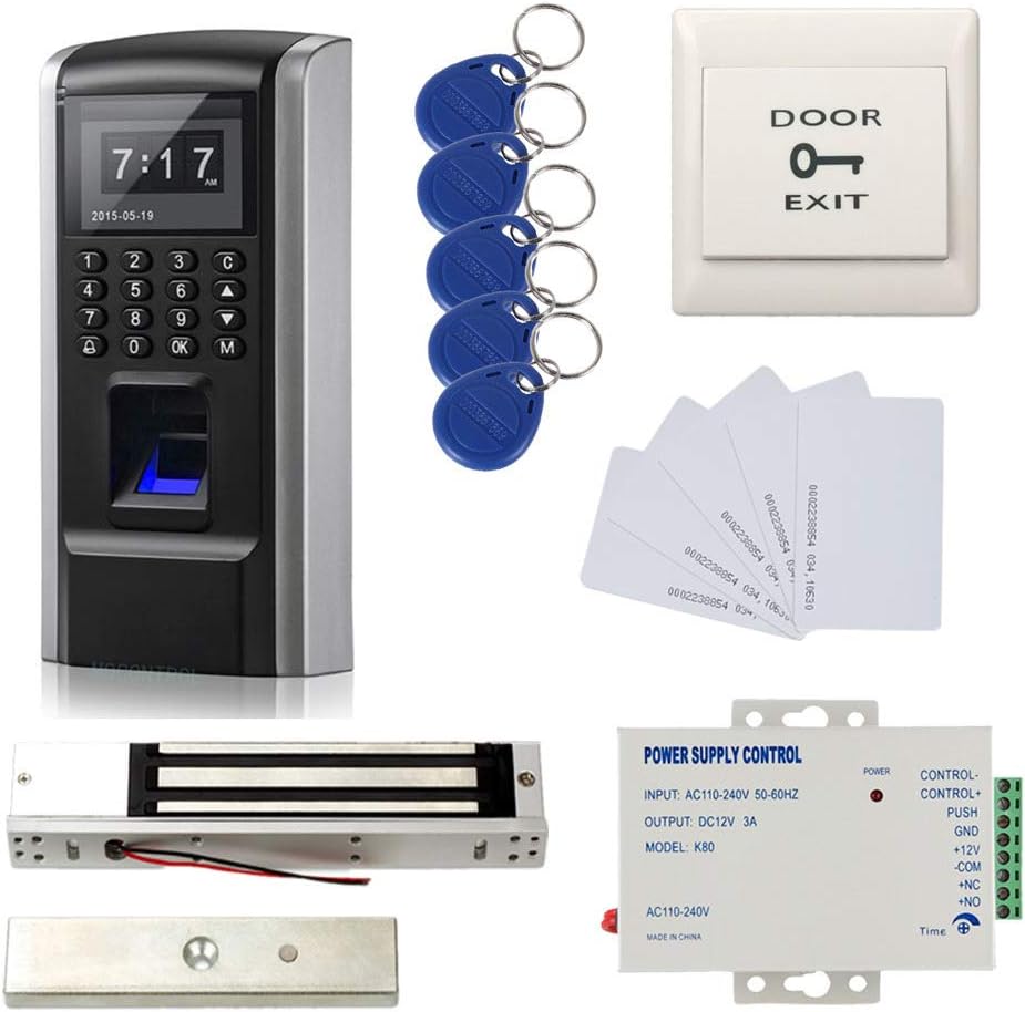Biometric Fingerprint Access Control Kit 600lbs Magnetic Lock 110V ...