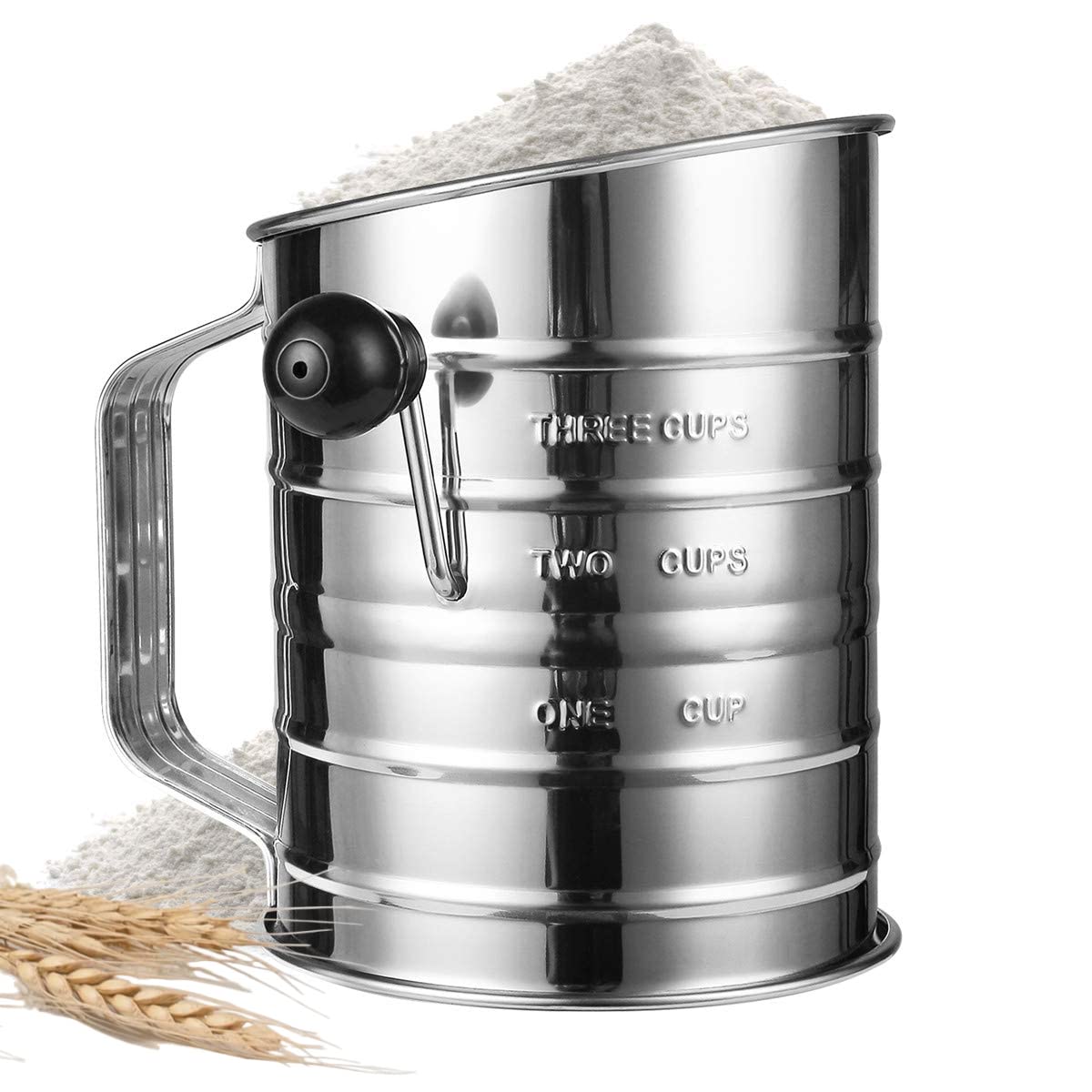 Mua Flour Sifter 3-Cup Stainless Steel Rotary Hand Crank Sifter with 16 ...