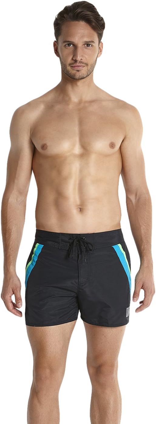 Speedo Men's Retro Leisure 14-Inch Swimsuit-Black/Aquarium/Fluorescent ...