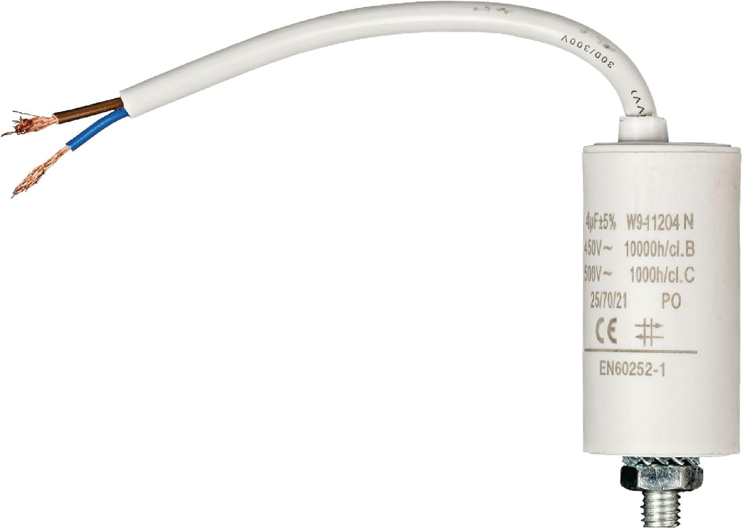 Capacitor Motor Electric 4 µF 4uF 450 V +/-5% + Cable Standard EN60252 ...