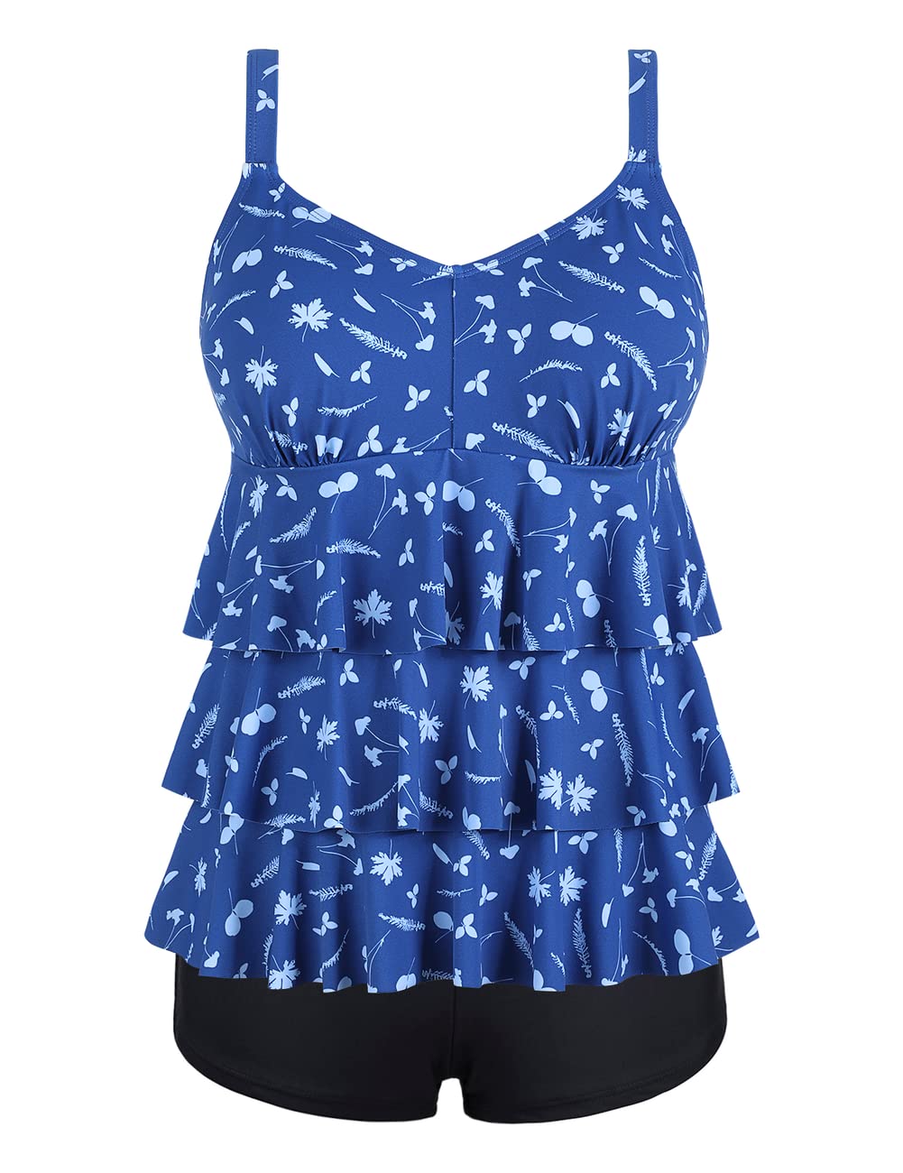 Septangle Plus Size Tummy Control Flattering Swimsuit with Shorts Two ...