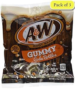 Amazon.com : A&W Root Beer Soda Bottle Gummies, 4.5 Oz (Pack of 3 ...