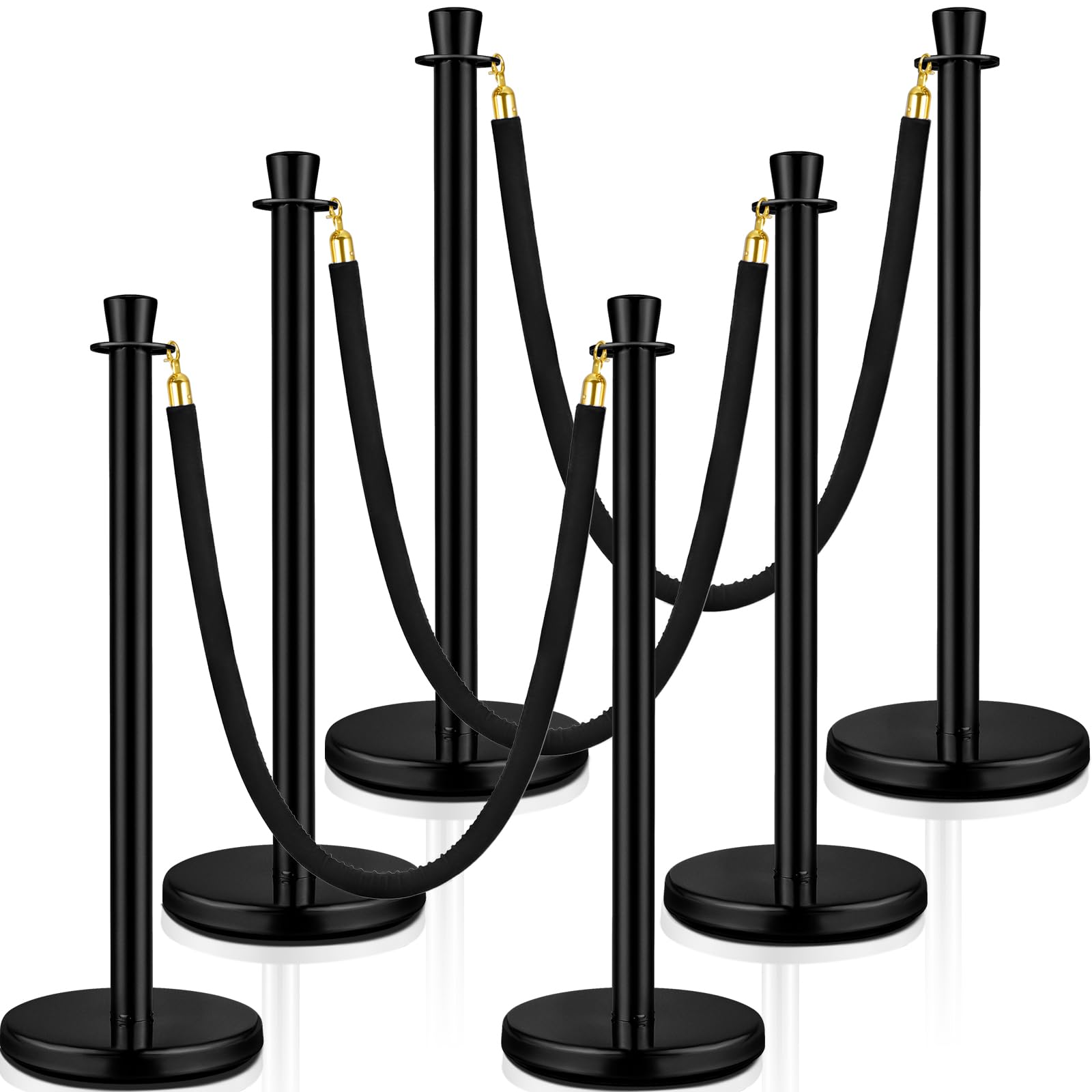 Wesiti 6 Pcs Stainless Steel Stanchion Post Queue with Crown Top 5 ft ...