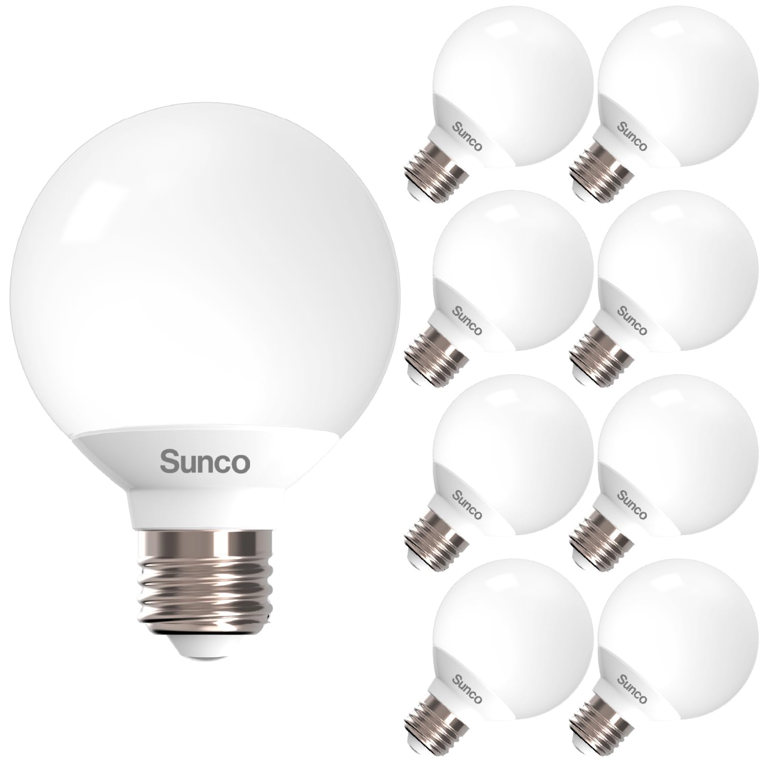 Sunco 8 Pack G25 LED Light Bulbs, Vanity Globe Bathroom Light Bulb, 450 ...