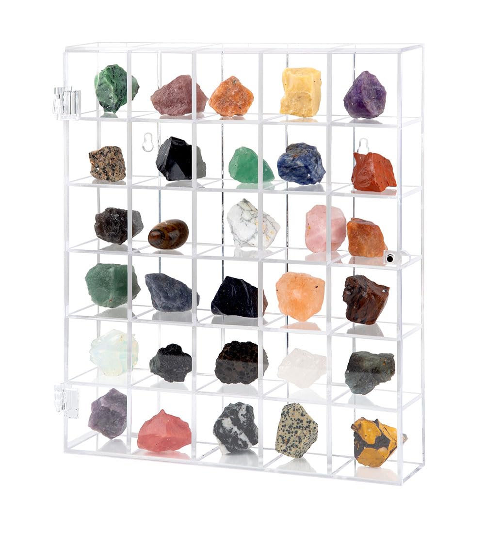 Clear Rock Display Case Shell Adjustable Acrylic Collection Box Mineral ...