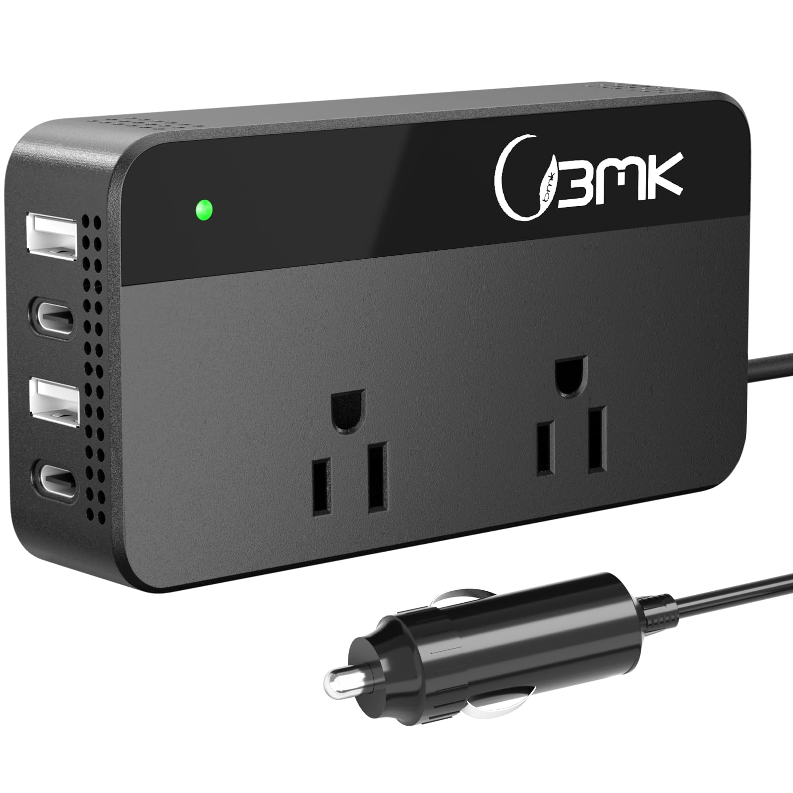 BMK 200W Car Power Inverter DC 12V to 110V AC Car Inverter 4 USB Ports ...