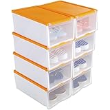 Shoe Rack Organiser 9 Plastic Drawer Shoe Storage Box Clear Stackable ...