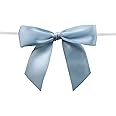 Amazon.com: Mefuny 50PCS Dusty Blue Satin Ribbon Bows Twist Tie Bows ...