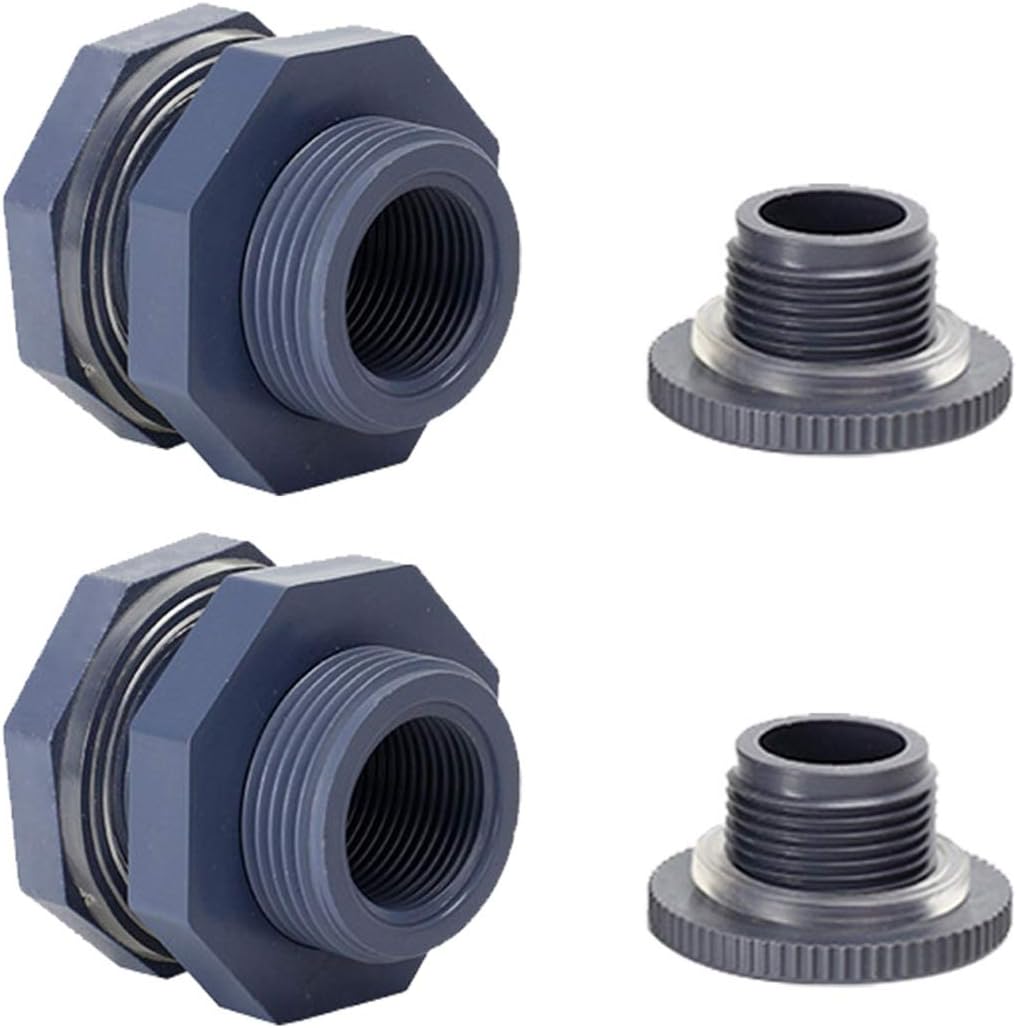 Omitfu Set of 3 PVC 3/4 Inch Bulkhead Fitting with Plugs Threaded ...