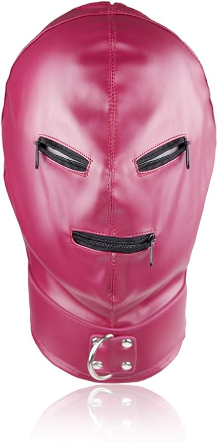 Leather Full Face Gimp Mask Unisex Hood Zipper Eyes Mouth: Amazon.co.uk ...
