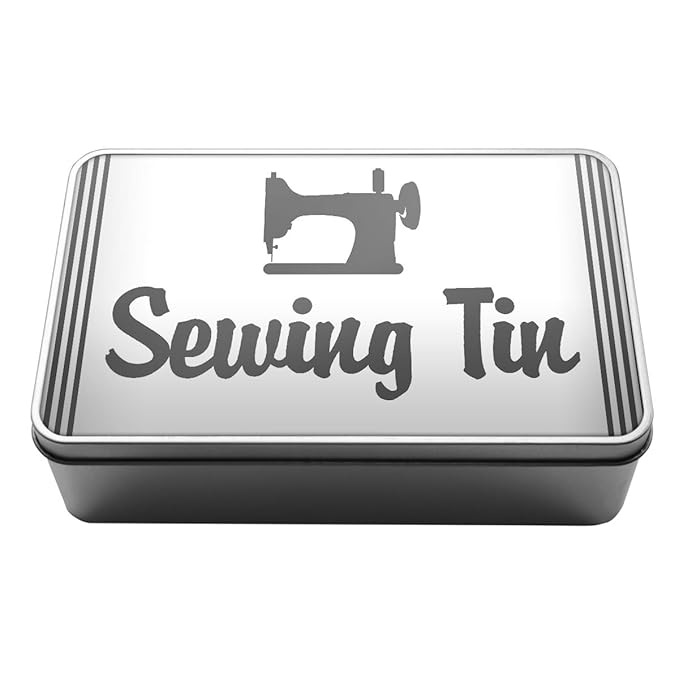 Grey Sewing Tin supplies mum nan gift idea Metal Storage Tin Box A020 ...