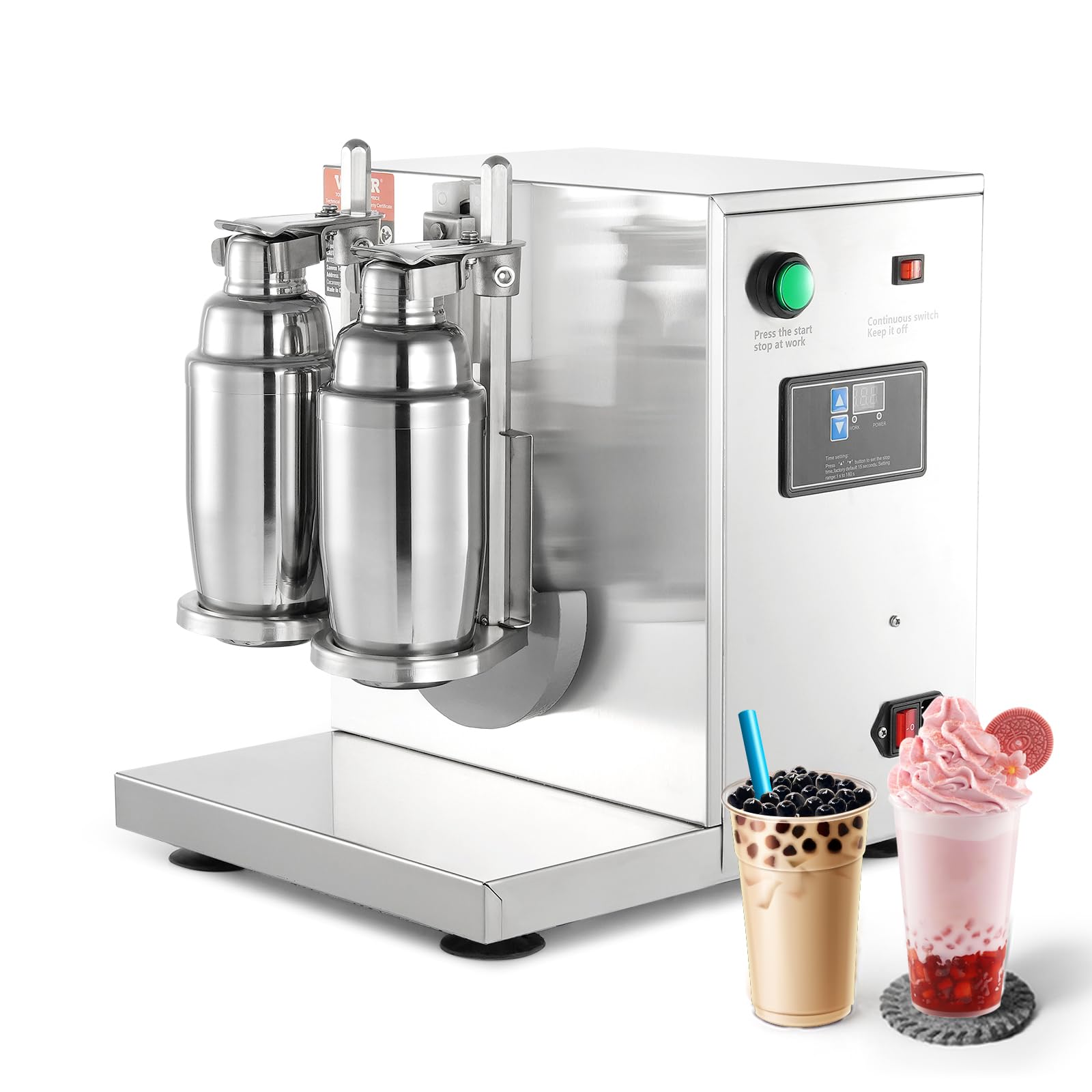 VEVOR Milk Tea Shaker, Electric Double Frame Milk Tea Shaker Machine, 0 ...