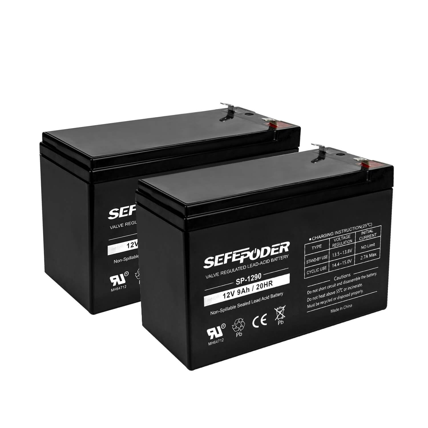 Mua SEFEPODER 12 Volt 9ah Rechargeable Sealed Lead Acid Battery 2 Pack ...