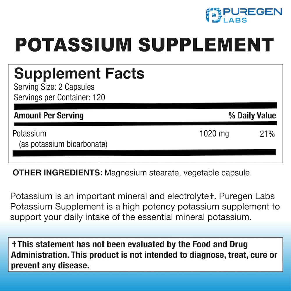 Mua Puregen Labs Potassium Bicarbonate Supplement 1020 mg | Non-GMO | Gluten Free | Made in USA ...