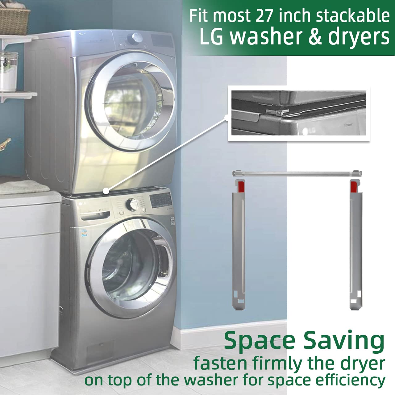 Mua KSTK1 27-inch Laundry Stacking Kit for LG Washer & Dryer, Chrome ...